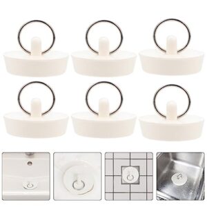 OSALADI 8pcs Drain Stopper Bathroom Tub Kitchen Sink Stopper Bathroom Sink Stopper Tub Stopper with Pull Ring Bathtub Drain Stoppers Washbasin Stopper Anti-blocking White Drain Rubber