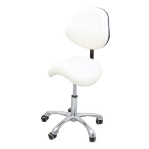 nuneth medical dental saddle stool chair white black, rolling chair with back support, ergonomic salon saddle chair on wheels with hydraulic lift (color : white)