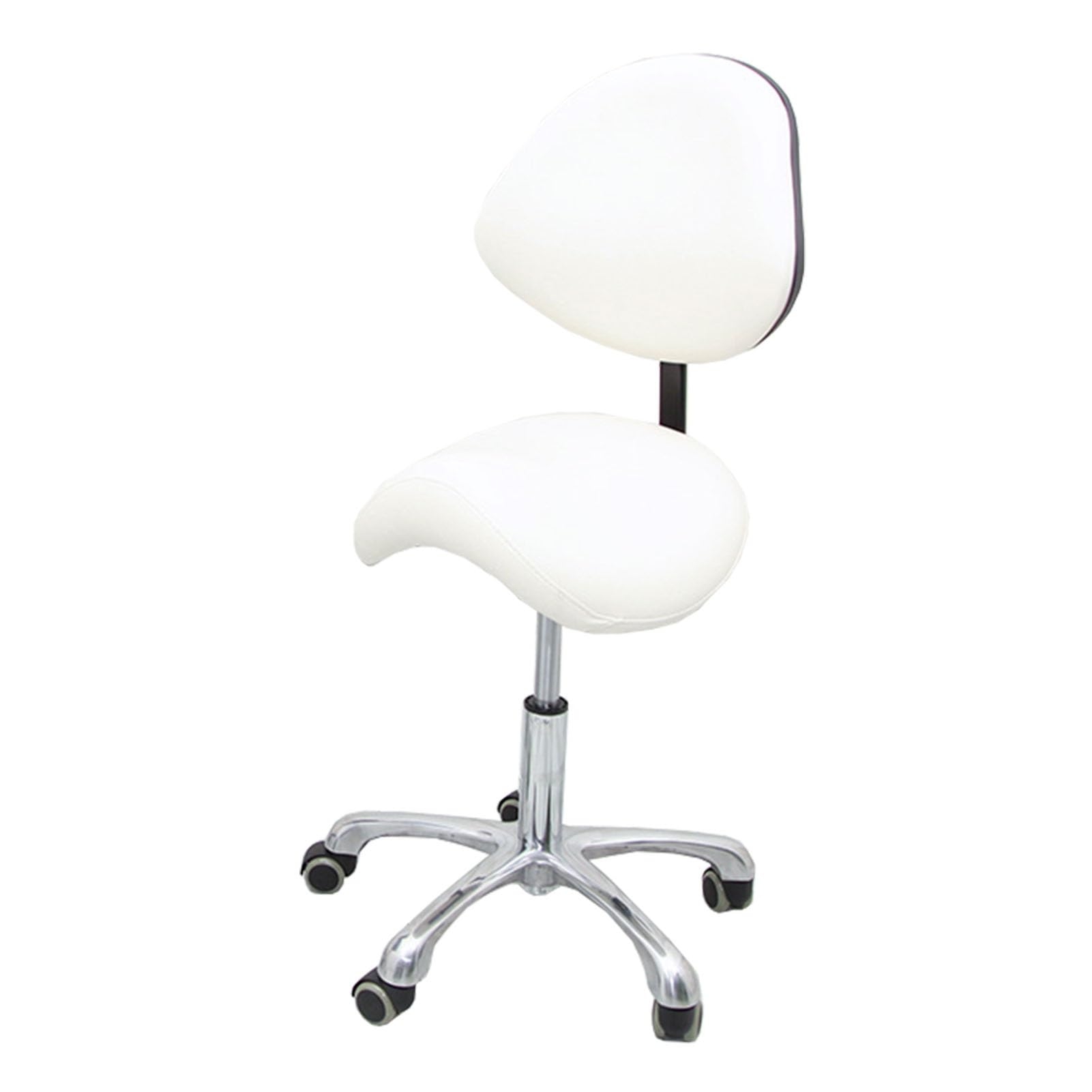 NUNETH Medical Dental Saddle Stool Chair White Black, Rolling Chair with Back Support, Ergonomic Salon Saddle Chair on Wheels with Hydraulic Lift (Color : White)