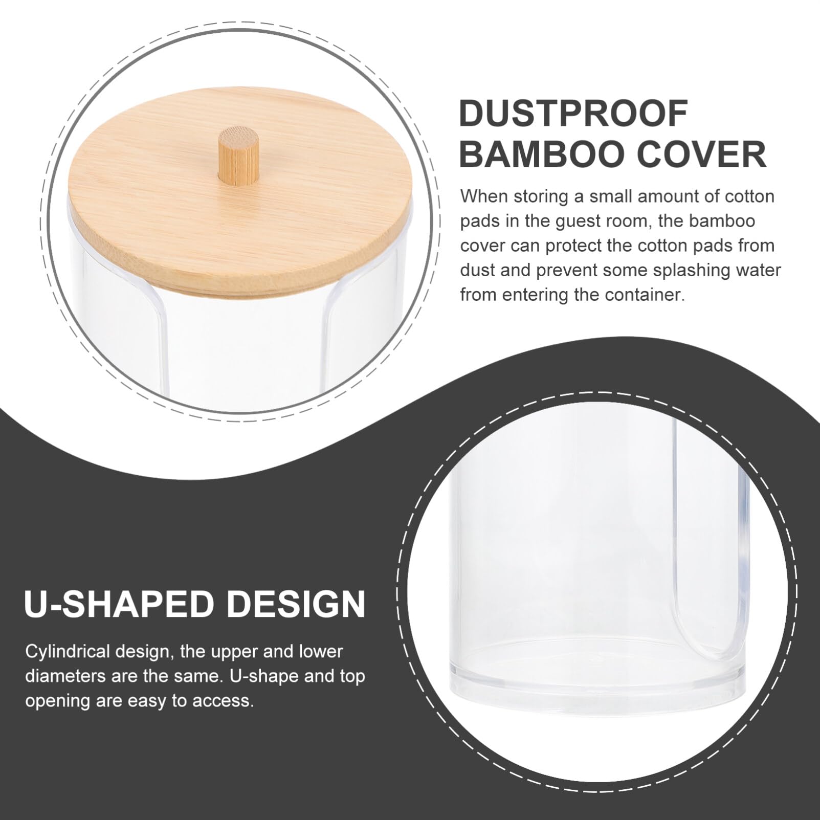 ULTECHNOVO Bathroom Cup Dispenser, Clear Acrylic Canister Cotton Round Pad Holder Makeup Organizer with Lid for Vanity Countertops