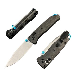 huaao mini bugout knife, axis lock knife with 8cr18mov blade,carbon fiber handle, edc folding pocket knife with belt clip for camping