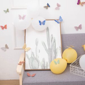 Tuosiwei 12PCS Butterfly Wall Decals - 3D Butterflies Decor for Wall Removable Mural Stickers Home Decoration Kids Room Bedroom Decor (pink Silver)