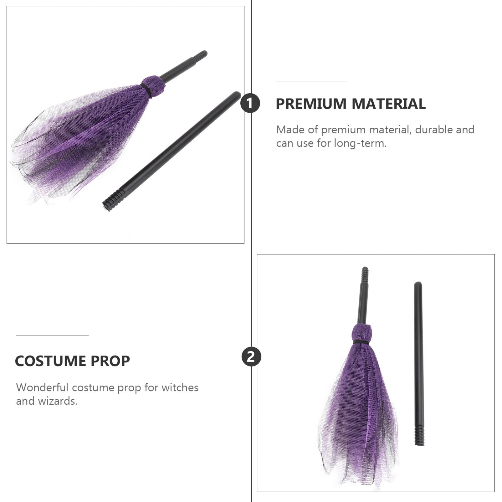 Sewroro 2pcs Halloween Witch Broom Plastic Broom Witch Broomstick Halloween Animated Moving Witches Broom Cosplay Accessory (Random Color)