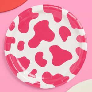 xo, Fetti Pink Cow Print Paper Plates - 24 pk, 9" | Bachelorette Party Decorations, Last Rodeo, Cowgirl Rodeo Birthday Party, Western Baby Shower Supplies, Cool Cake Plates