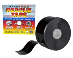 rescue tape, self-fusing silicone tape, emergency plumbing pipe & radiator hose repair, electrical insulation, 1" width x 36' length x 0.02" thick, black