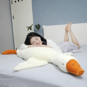 IEVEY 35'' Great Goose Stuffed Animal,Big Huge Goose Plush Pillow Toy,Super Soft Duck Plush Toy,Cute Giant White Swan Plushie Hugging Pillow for Girls Boys