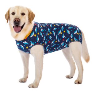 kzrfojy dog surgery recovery suit dog onesie dog bodysuit surgical suit for female (not need roll it up to go potty for male dogs) spay post healing neuter after surgery suits