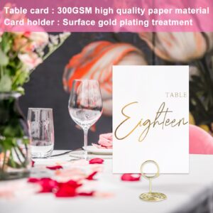 WAYNHUI Table cards Numbers with head table 62pcs set double side printed Gold Table cards Numbers for Wedding Reception 4x6 inches