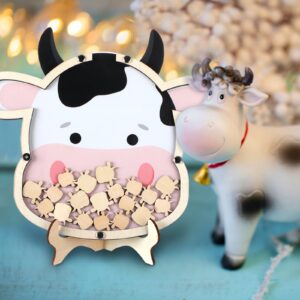 Geelin Baby Shower Guest Book Alternatives Cow Baby Shower Decorations Farm Baby Shower Sign in Guest Book Picture Frame with 50 Pcs Wood Slices for Cow Gender Reveal Decorations Birthday Party