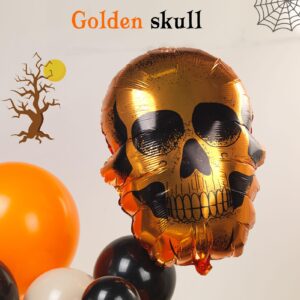 Halloween balloon garland kit116 pieces Fall orange black gold sand white and skull pumpkin monster star mylar foil balloons for spooky Boo fall party decoration