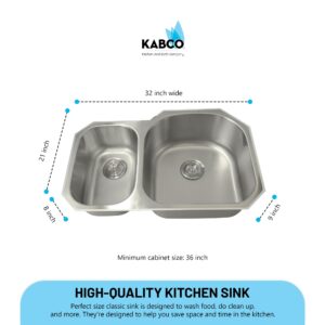 KABCO Staineless Steel Classic Kitchen Sink, Extra Thick 18 Gauge Undermount Rust, Sound and Heatproof Sink (UD113RSSG)