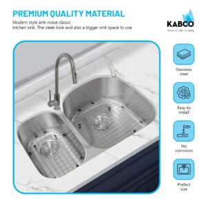 KABCO Staineless Steel Classic Kitchen Sink, Extra Thick 18 Gauge Undermount Rust, Sound and Heatproof Sink (UD113RSSG)