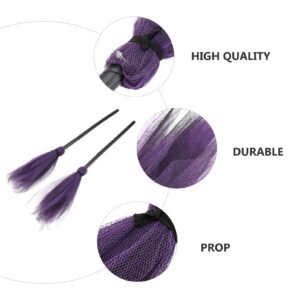 Sewroro 2pcs Halloween Witch Broom Plastic Broom Witch Broomstick Halloween Animated Moving Witches Broom Cosplay Accessory (Random Color)