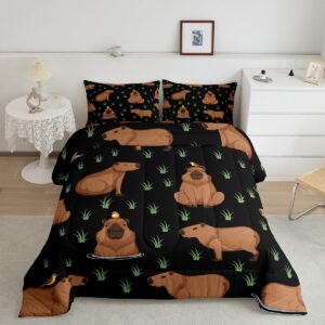 jejeloiu full size capybara stuffed animal bedding set boys girls capybaras comforter set for kids ultra soft animals lovers comforter kawaii duvet set room decor quilt set