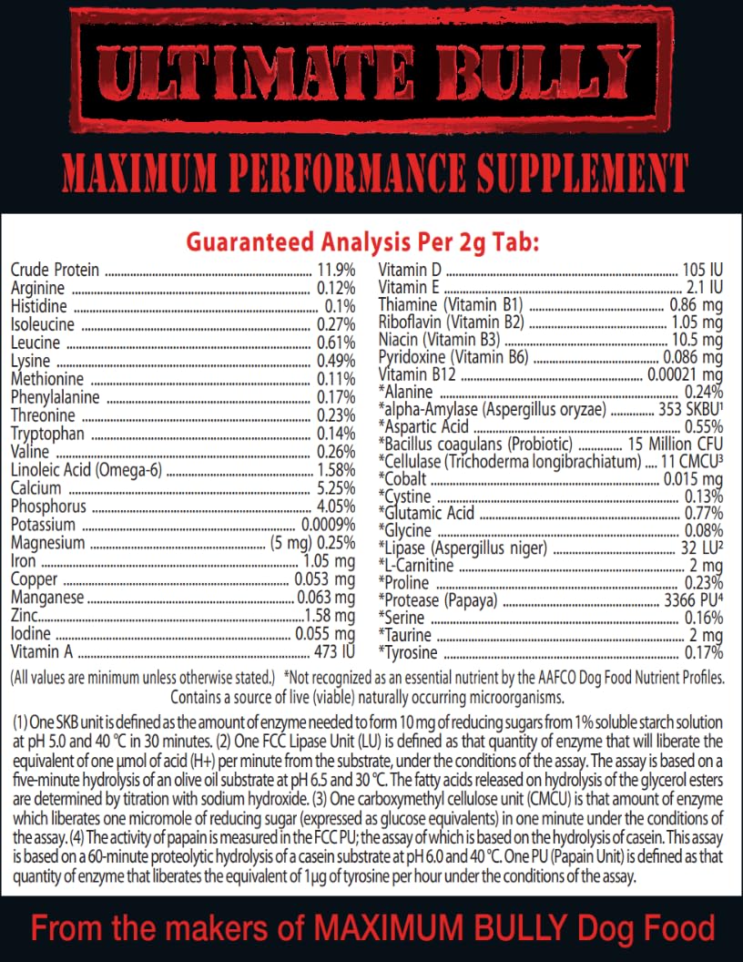 Ultimate Bully Performance Canine Supplement by Maximum Bully, 365 Tablets, Made in The USA …