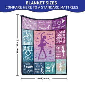 Dance Blanket Dance Present for Girls, Flannel Soft Warm Plush Sport Dance Throw Blanket for Girls Boys Teens Kids Dance Lovers All Season Couch Sofa Bed Living Room Decor 50"x60"