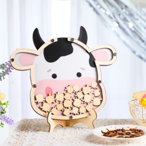 Geelin Baby Shower Guest Book Alternatives Cow Baby Shower Decorations Farm Baby Shower Sign in Guest Book Picture Frame with 50 Pcs Wood Slices for Cow Gender Reveal Decorations Birthday Party