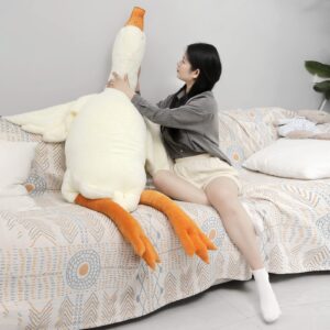 IEVEY 35'' Great Goose Stuffed Animal,Big Huge Goose Plush Pillow Toy,Super Soft Duck Plush Toy,Cute Giant White Swan Plushie Hugging Pillow for Girls Boys