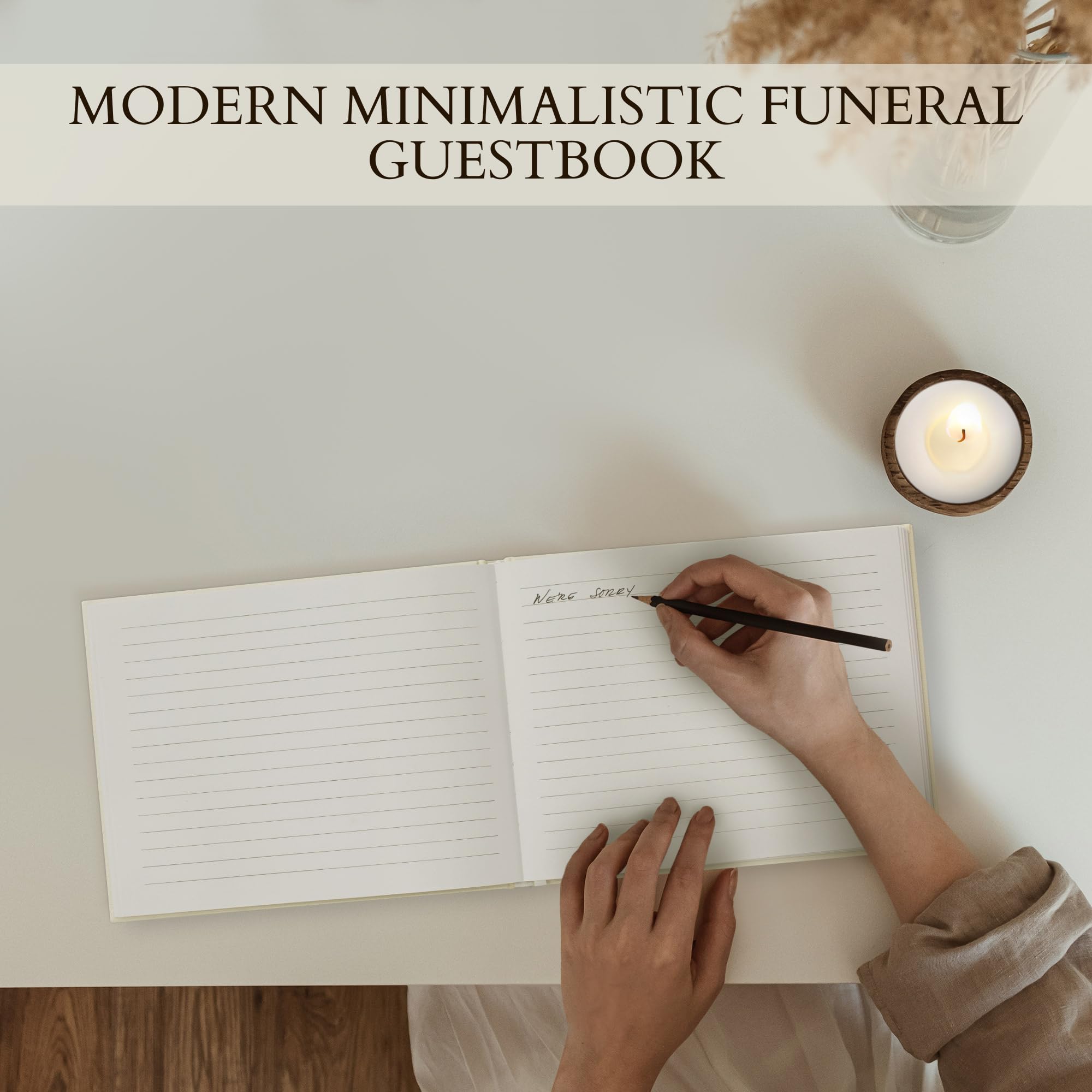 ZICOTO Beautiful Linen Funeral Guest Book for The Celebration of Life - The Perfect in Loving Memory Book with Ample Space to Sign in for Guests - Premium Craftsmanship for Honoring Loved Ones