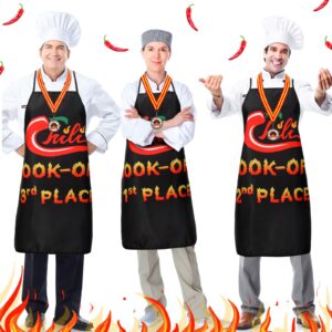 Mepase 6 Pcs Chili Cook off Prizes Cooking Chili Apron Award Medals 1st 2nd 3rd Prizes Set of 3 Medals for Women Men(Black)