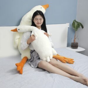 IEVEY 35'' Great Goose Stuffed Animal,Big Huge Goose Plush Pillow Toy,Super Soft Duck Plush Toy,Cute Giant White Swan Plushie Hugging Pillow for Girls Boys