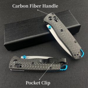 HUAAO Mini Bugout Knife, Axis Lock Knife with 8Cr18MoV Blade,Carbon Fiber Handle, EDC Folding Pocket Knife with Belt Clip for Camping