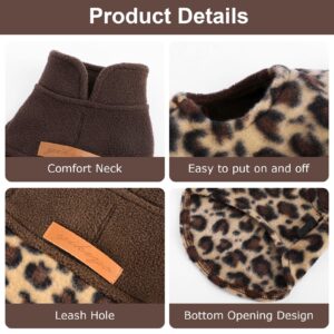 Fleece Vest Dog Sweater Winter Dog Clothes for Small Dogs Boy Girl Warm Pullover Puppy Sweater Soft Super Stretchy Leopard Print Dog Fleece Vest Chihuahua Sweaters (Leopard Brown, XXS)