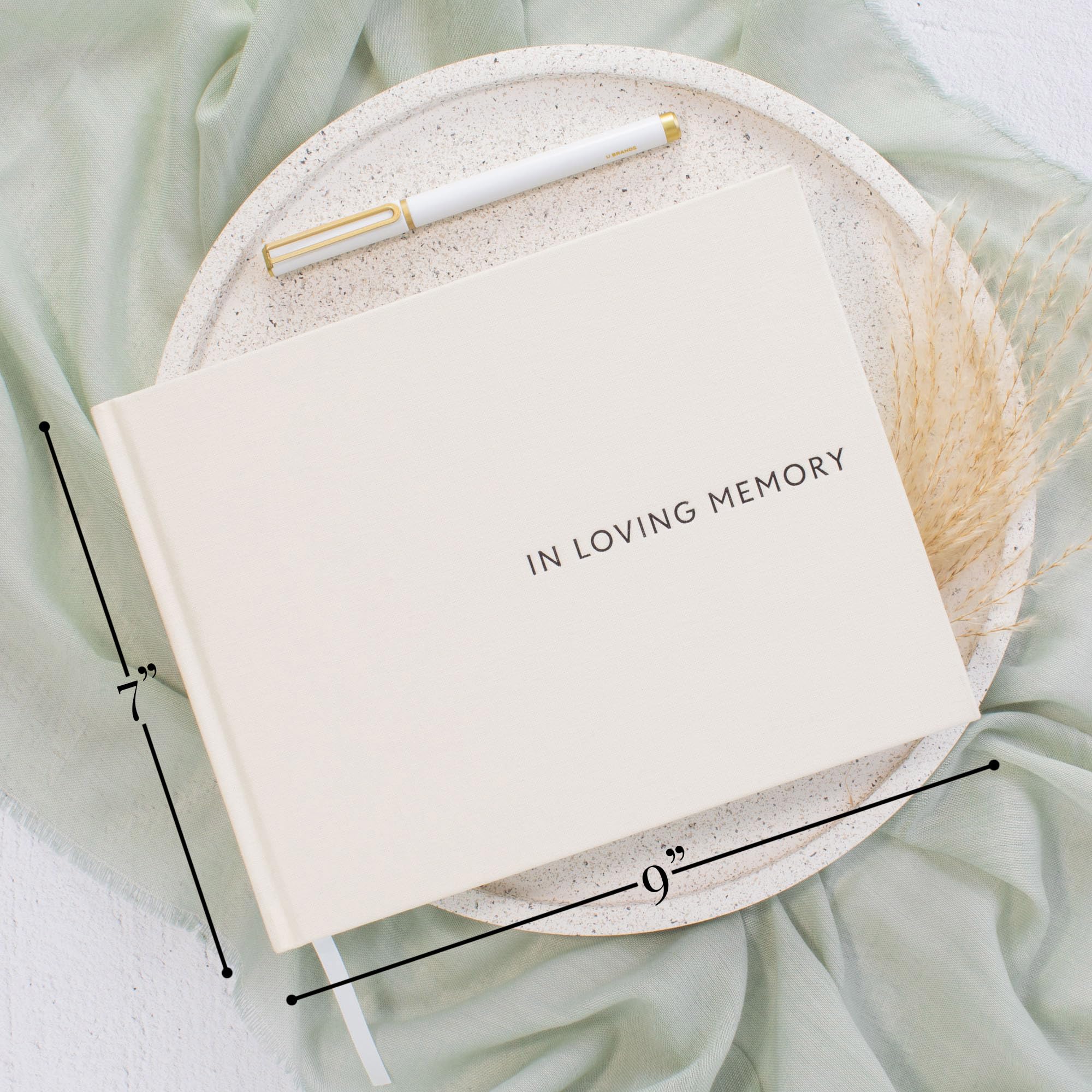 ZICOTO Beautiful Linen Funeral Guest Book for The Celebration of Life - The Perfect in Loving Memory Book with Ample Space to Sign in for Guests - Premium Craftsmanship for Honoring Loved Ones