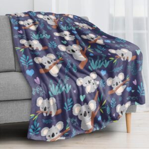 Koala Blanket Soft Flannel Lightweight Koala Throw Blanket Mushroom Present for Kids Girls Boys All Season Animals Blankets for Sofa Couch Bed Decorative Koala Bear Blanket