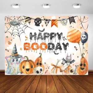 avezano halloween booday birthday party backdrop, happy boo day party decorations photoshoot backdrops halloween happy boo day party banner cute spooky ghost birthday decor supplies boys girls (7x5ft)