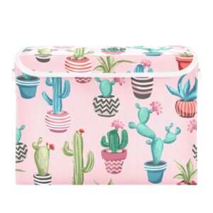 domiking cacti flower cactus storage basket with lid collapsible storage bins decorative lidded storage boxes for toys organizers with handles for books shelves nursery office