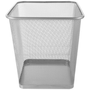 kichvoe metal mesh waste basket iron square trash can wire garbage container lightweight waste paper bins for home office bedroom bathroom kitchen silver