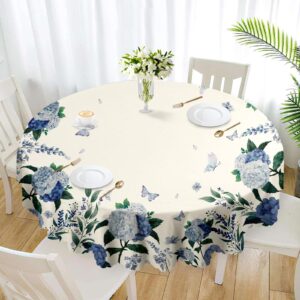 eikione round table cloths 60 in, floral tablecloth waterproof, wrinkle free polyester flower table cover for patio party