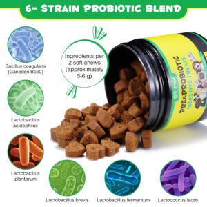 Probiotics for Dogs with Prebiotics and Digestive Enzymes, Dog Probiotics Chews Omega-3 & 6, Vitamin, Improve Digestion, Immunity, Reduce Diarrhea, Gas