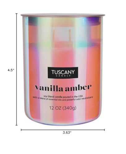 Tuscany Candle Serene Clean Scented Candle, Vanilla Amber, 12 oz