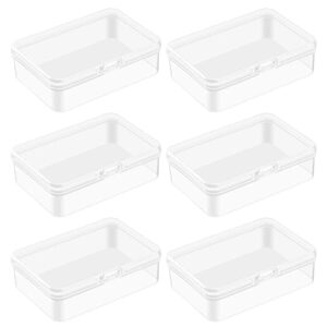 6 pcs mini clear plastic storage containers box case with lids clear rectangle box small clear container for small items and other craft projects, 3.3 x 2.4 x 1 inch