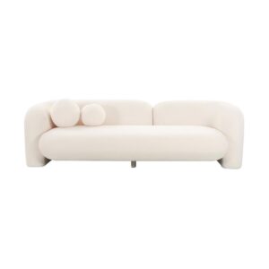 TOV Furniture Amelie 91" W Faux Fur Fabric Sofa in Cream Fabric