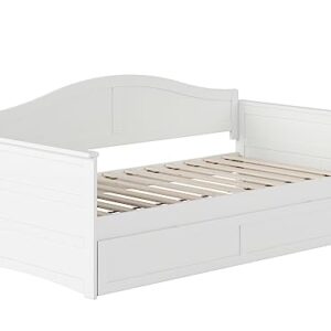 AFI, Acadia Twin Size Wood Daybed Frame with Twin Trundle, White