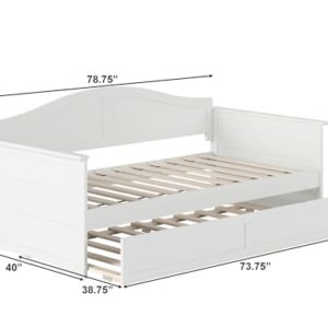 AFI, Acadia Twin Size Wood Daybed Frame with Twin Trundle, White