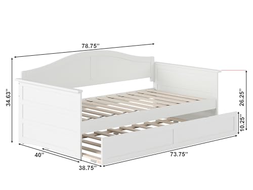 AFI, Acadia Twin Size Wood Daybed Frame with Twin Trundle, White