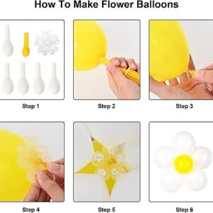 16 Set Daisy Flower Balloons DIY Kit,Pink White Yellow Latex Flower Balloon Party Decorations for Birthday Baby Shower Wedding Anniversary Daisy Groovy Fairy Flower Theme Decor