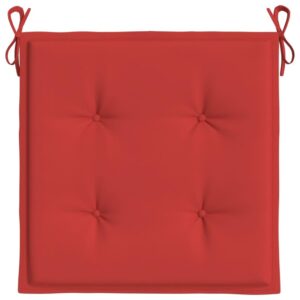 vidaXL Outdoor Garden Chair Cushions - Set of 6, Red, Oxford Fabric, Comfortable Seat Cushions with Securing Ropes, 19.7"x19.7"x1.2"