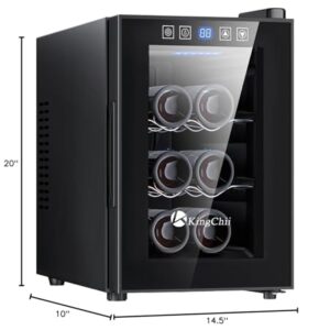 KingChii 6 Bottle Thermoelectric Wine Cooler Refrigerator Advanced Cooling Technology, Stainless Steel & Tempered Glass For Red Wine, Champagne for Home, Kitchen, or Office