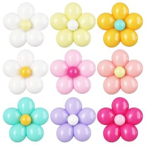 16 set daisy flower balloons diy kit,pink white yellow latex flower balloon party decorations for birthday baby shower wedding anniversary daisy groovy fairy flower theme decor