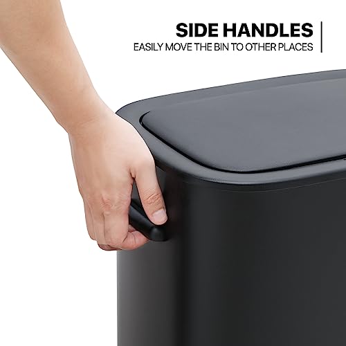 MoNiBloom 14.5-Gallon Touchless Automatic Motion Sensor Trash Can with Soft-Close Lid for Kitchen Bathroom Bedroom Living Room Home Office Dorm Fingerprint-Proof Garbage Container Bin Black 55-Liter