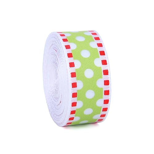 Meseey Red Green Ribbon 10 Rolls Total 50 Yards Christmas Craft Satin Ribbon Funny Cartoon Character Gift Wrapping Ribbon Decorative Ribbon for Xmas Tree Wreath Bows DIY Craft Decoration (Christmas)