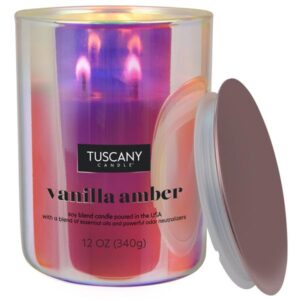 Tuscany Candle Serene Clean Scented Candle, Vanilla Amber, 12 oz