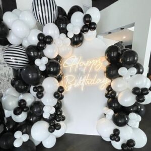 Paready Black Silver Balloons, Black White Party Balloons 12 Inch Metallic Silver and Black White Latex Balloons Silver Black Helium Balloons for Boys Birthday Party Baby Shower Wedding Graduation