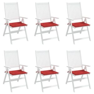 vidaXL Outdoor Garden Chair Cushions - Set of 6, Red, Oxford Fabric, Comfortable Seat Cushions with Securing Ropes, 19.7"x19.7"x1.2"