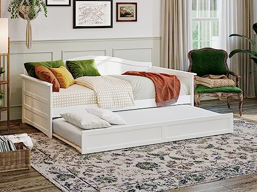 AFI, Acadia Twin Size Wood Daybed Frame with Twin Trundle, White